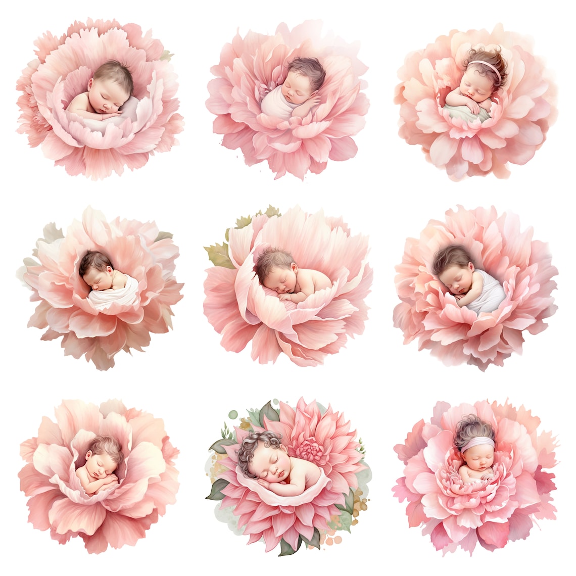 21 Baby in Flowers Watercolor Clipart, Baby Clipart, Floral Clipart ...