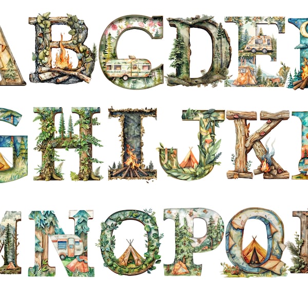 Camping Alphabet - Etsy