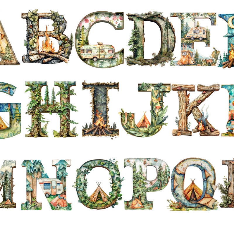 Camping Alphabet - Etsy