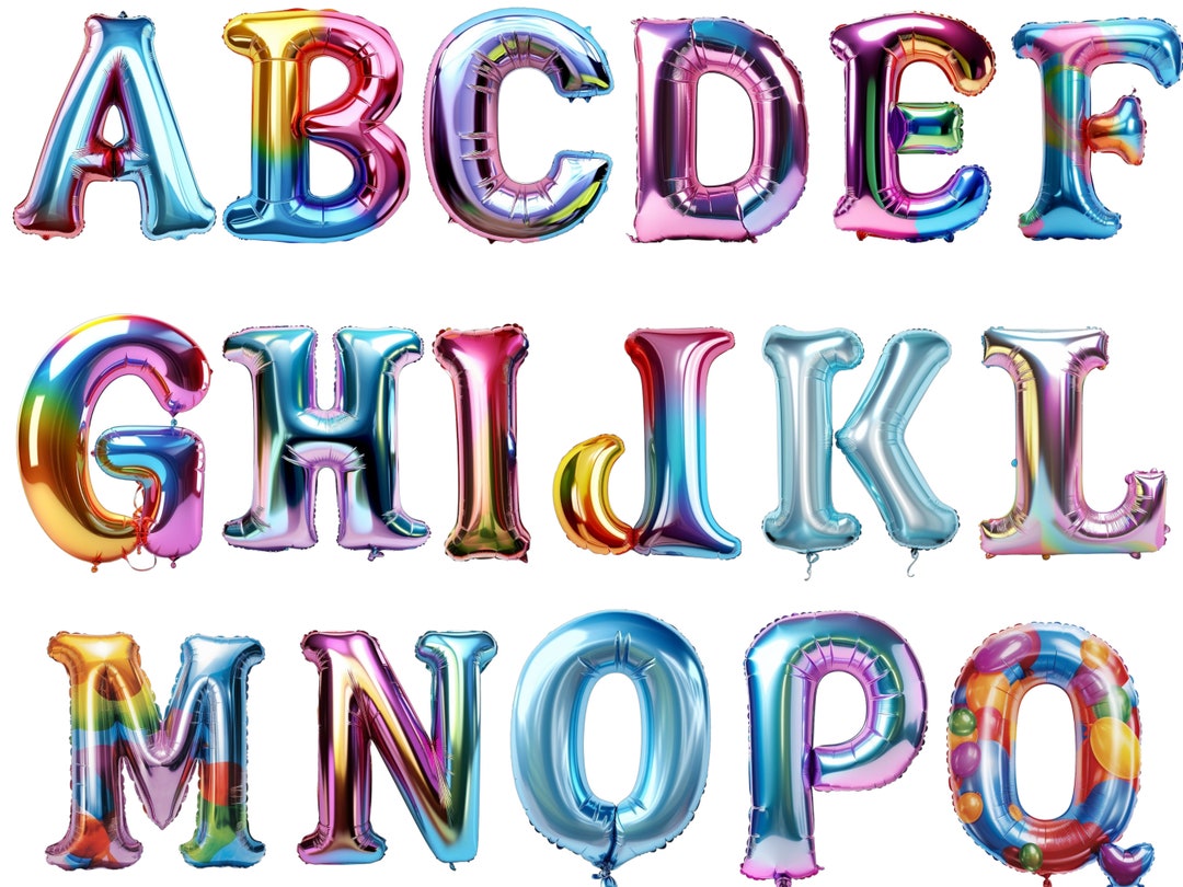 Colorful Foil Alphabet, Transparent Background, High Quality, Clipart ...