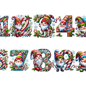 Cute Winter Gnomes Numbers Watercolor Clipart, Christmas Clipart, PNG ...
