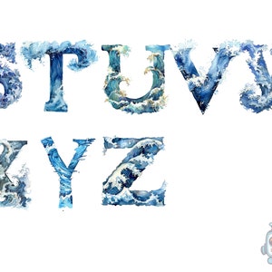 Ocean Waves Alphabet, Letters Png, Alphabet Png, Instant Download for ...