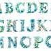 Watercolor Floral TURQUOISE Alphabet Clipart , Floral Alphabet ...