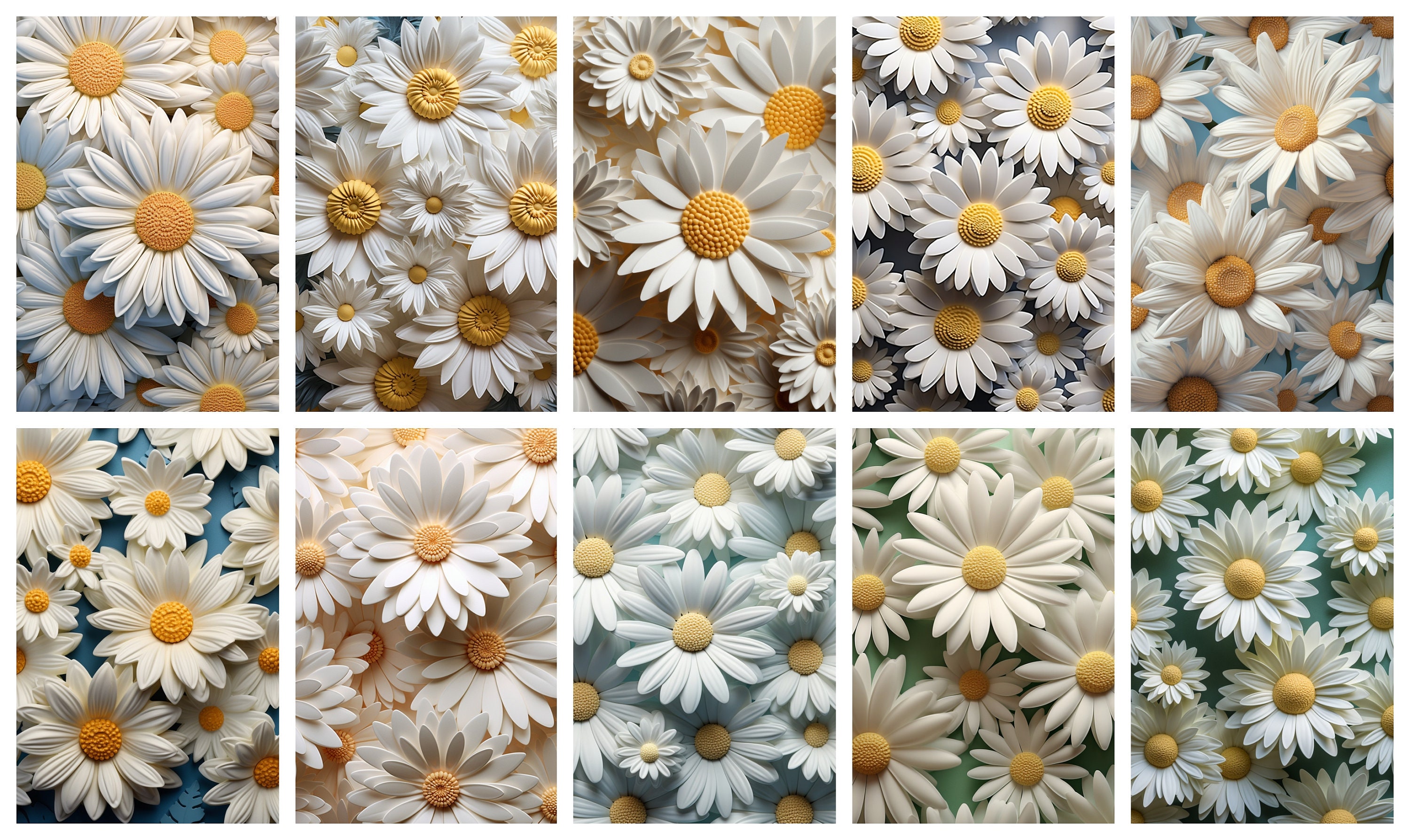 3D Daisies Digital Paper Wedding Digital Paper Scrapbook - Etsy