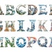 Watercolor Mountain Alphabet Clipart, PNG Individual Images on ...