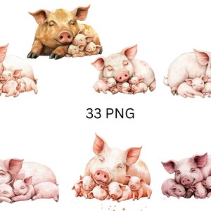 Mother Pig and Piglets Clipart - 33 Adorable Farm Animal Family PNG ...