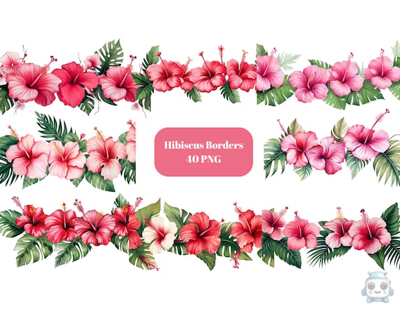 Hibiscus Flower Border Clipart Illustration Of Red Hibiscus Flowers In