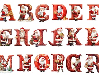 Santa Claus Alphabet, Letters Png, Alphabet Png, Instant Download for ...