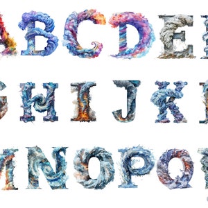Watercolor Tornado Alphabet Clipart, PNG Individual Images on ...