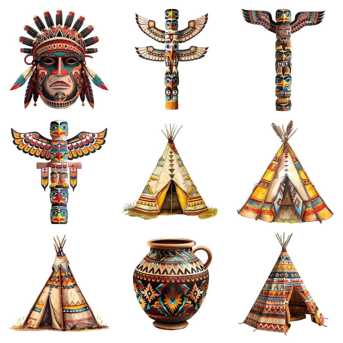 American Indian Clipart, Native America PNG Individual Images on ...
