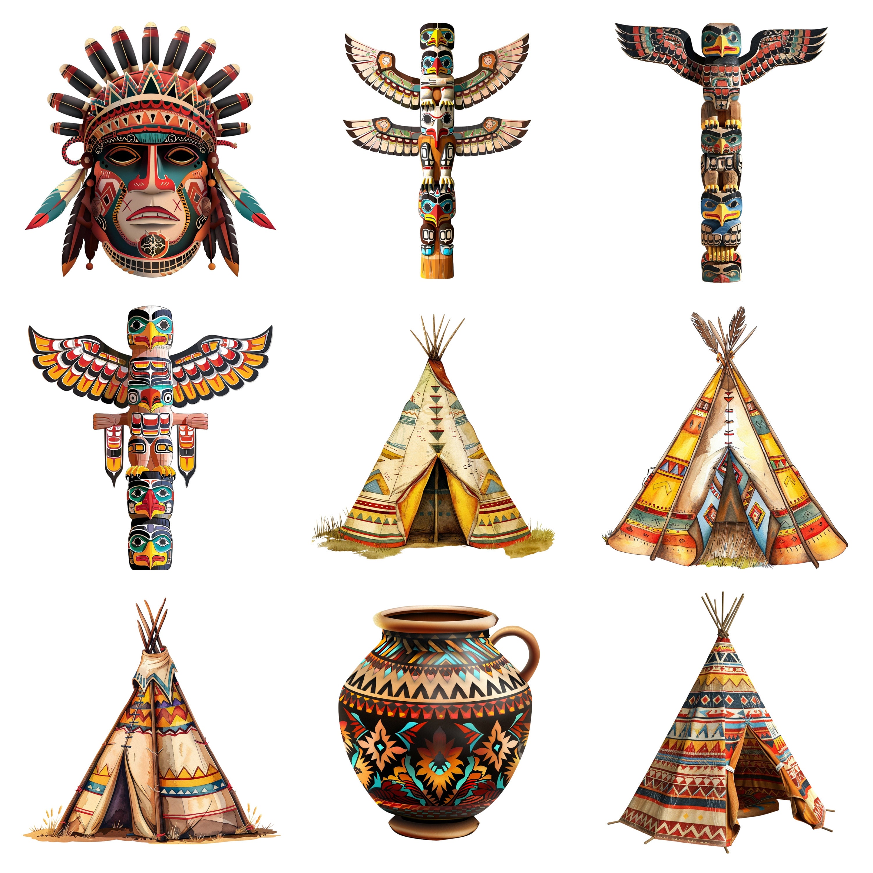American Indian Clipart, Native America PNG Individual Images on ...