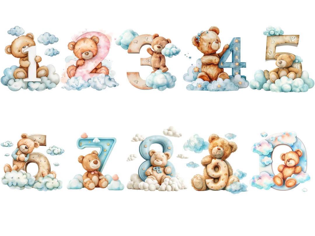 Teddy Bear Numbers, Teddy Bear Numbers, Instant Download for Commercial ...