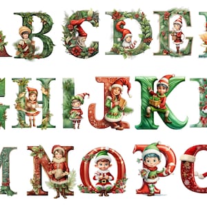 Elf Christmas Alphabet Clipart , Alphabet, Transparent Background, High ...