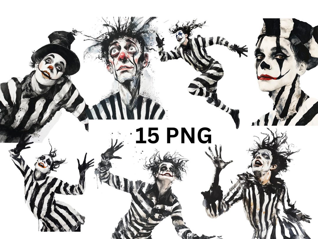 15 Pantomime Performers Watercolor Clipart, PNG Individual Images on ...