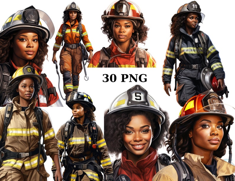 30 Black Women Firefighters Clipart, Women of Color, Firefighter ...