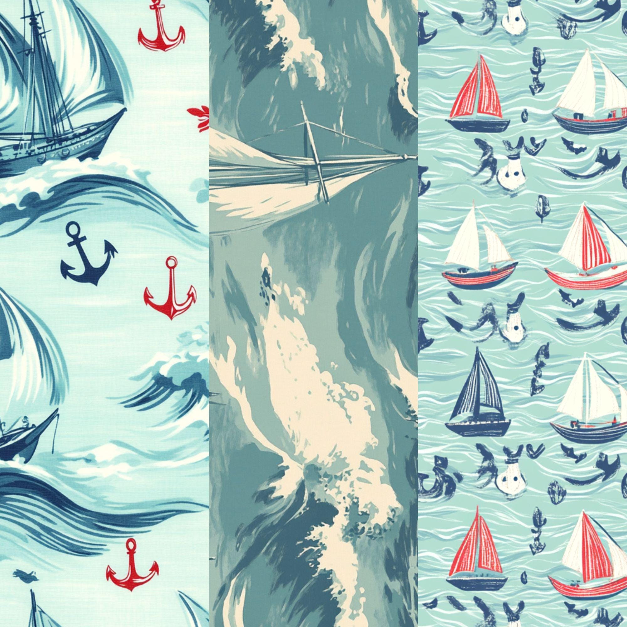 Nautical Digital Paper Pack – 18 Sea and Sailboat Backgrounds for Boys ...