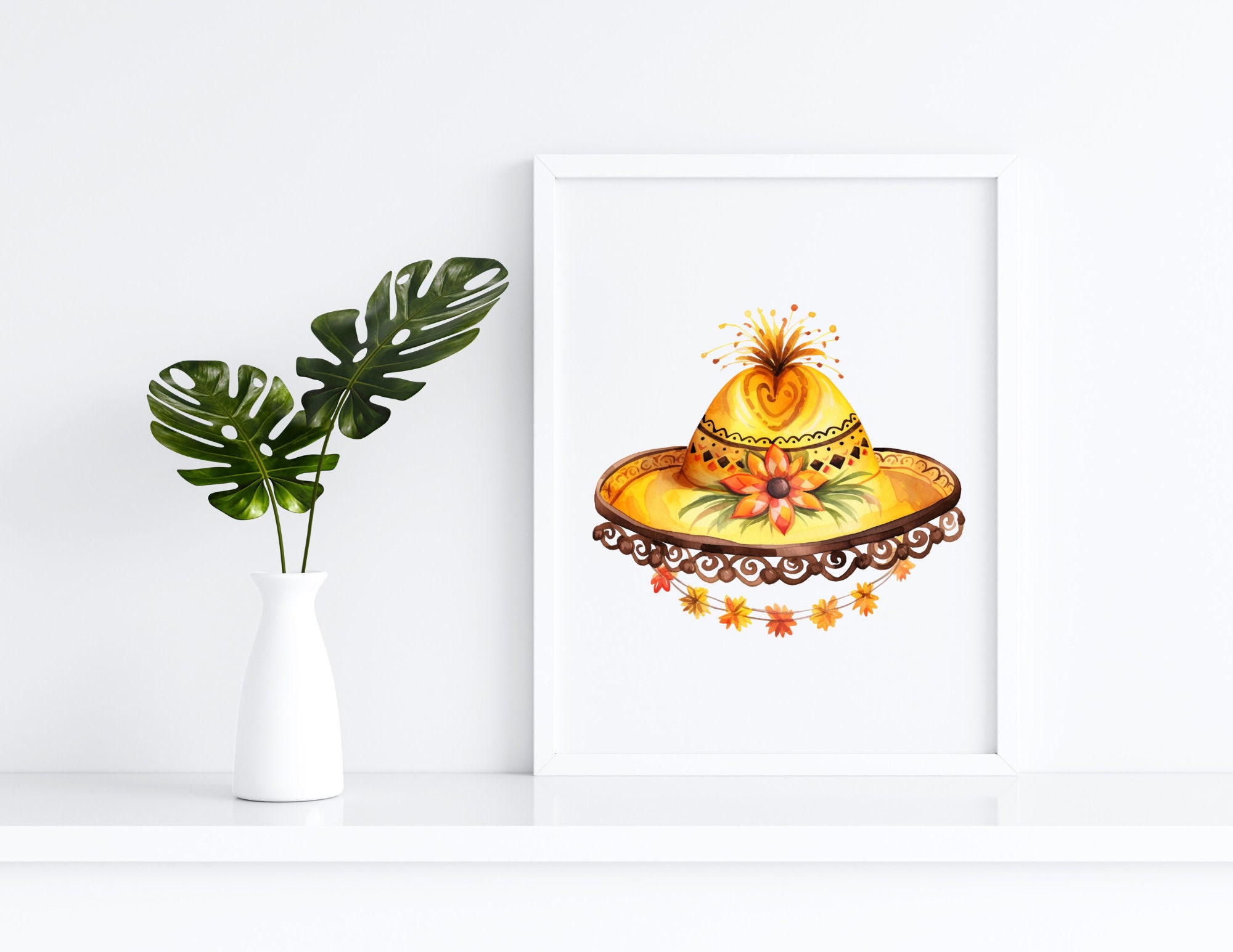 Watercolor Sombreros Clipart Mexican Clipart PNG Digital - Etsy