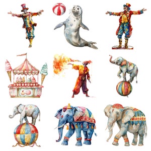 Watercolor Circus Clipart, Carnival PNG Individual Images on ...