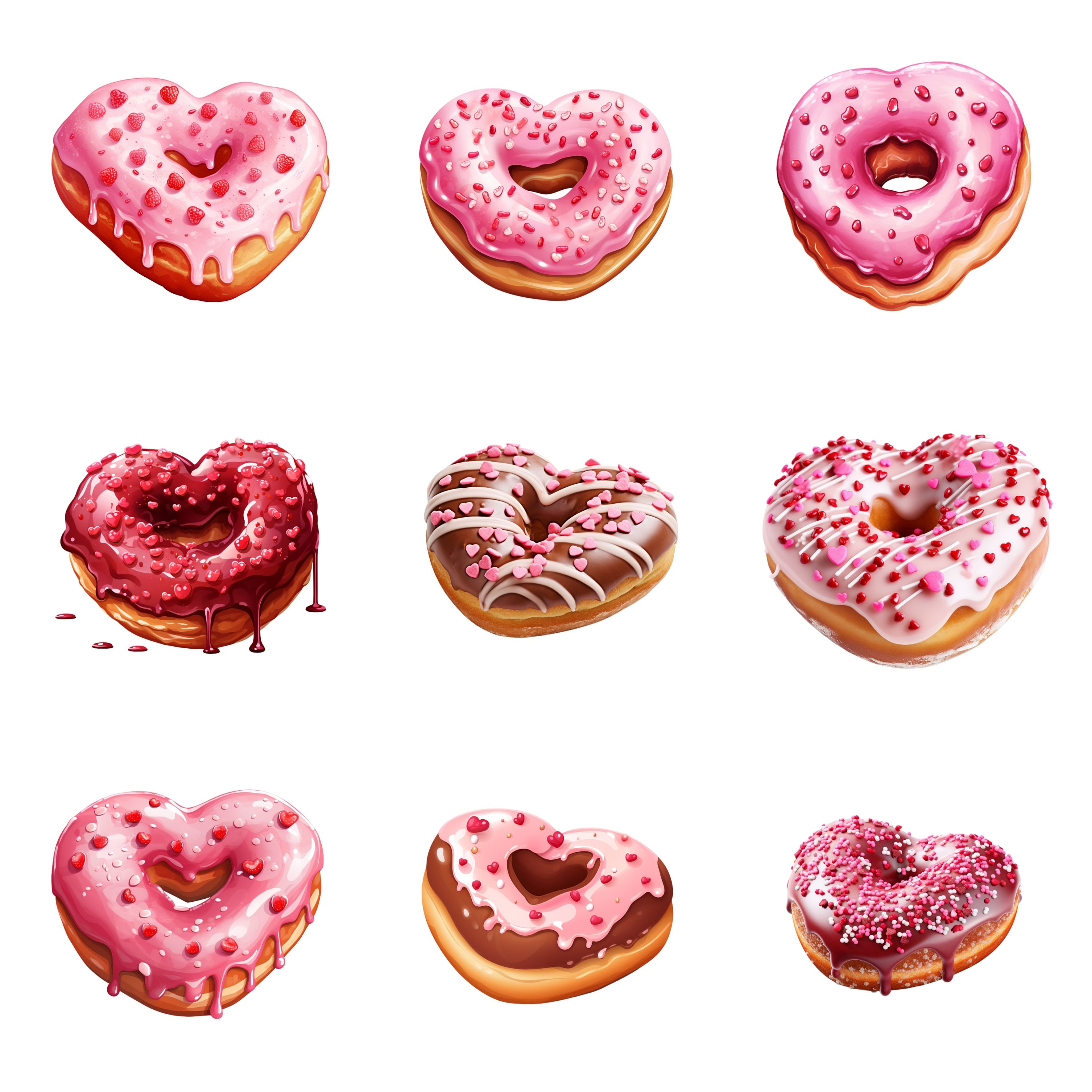 Heart-shaped Donuts Clipart Dessert PNG Digital Files on - Etsy