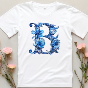 Watercolor Floral Blue Alphabet Clipart , Floral Alphabet, Transparent ...