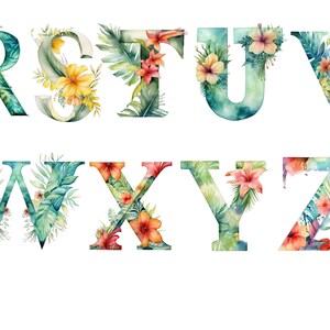 Watercolor Tropical Alphabet, Graphics in PNG Format Instant Download ...