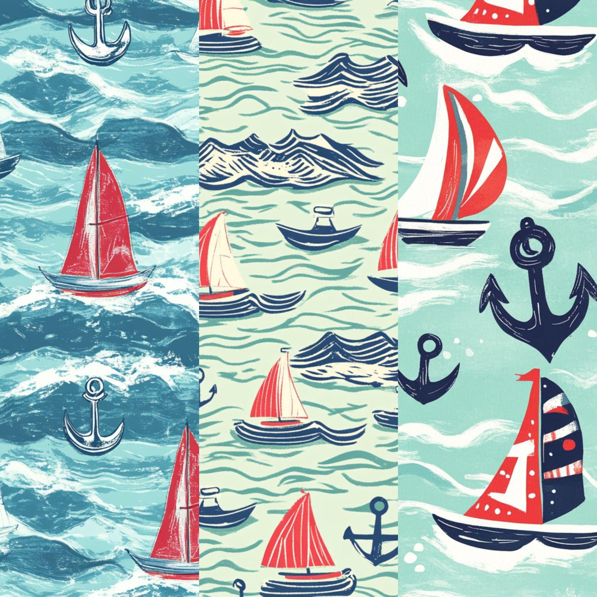 Nautical Digital Paper Pack – 18 Sea and Sailboat Backgrounds for Boys ...