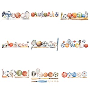 33 Sports Borders Watercolor Clipart, Border Clipart, PNG Individual ...