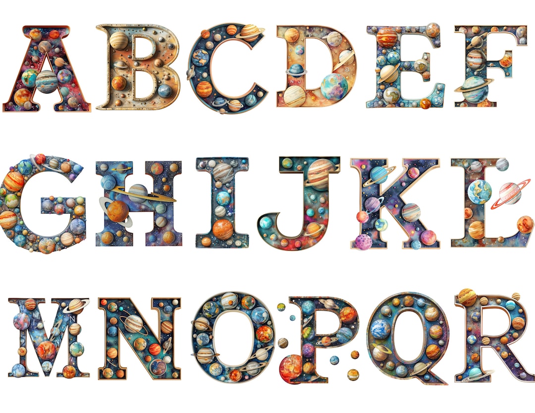 Planets Alphabet, Letters Png, Alphabet Png, Instant Download for ...