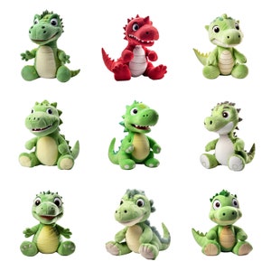 50 Dinosaur Plush Clipart, Toy Clipart, PNG Individual Images on ...