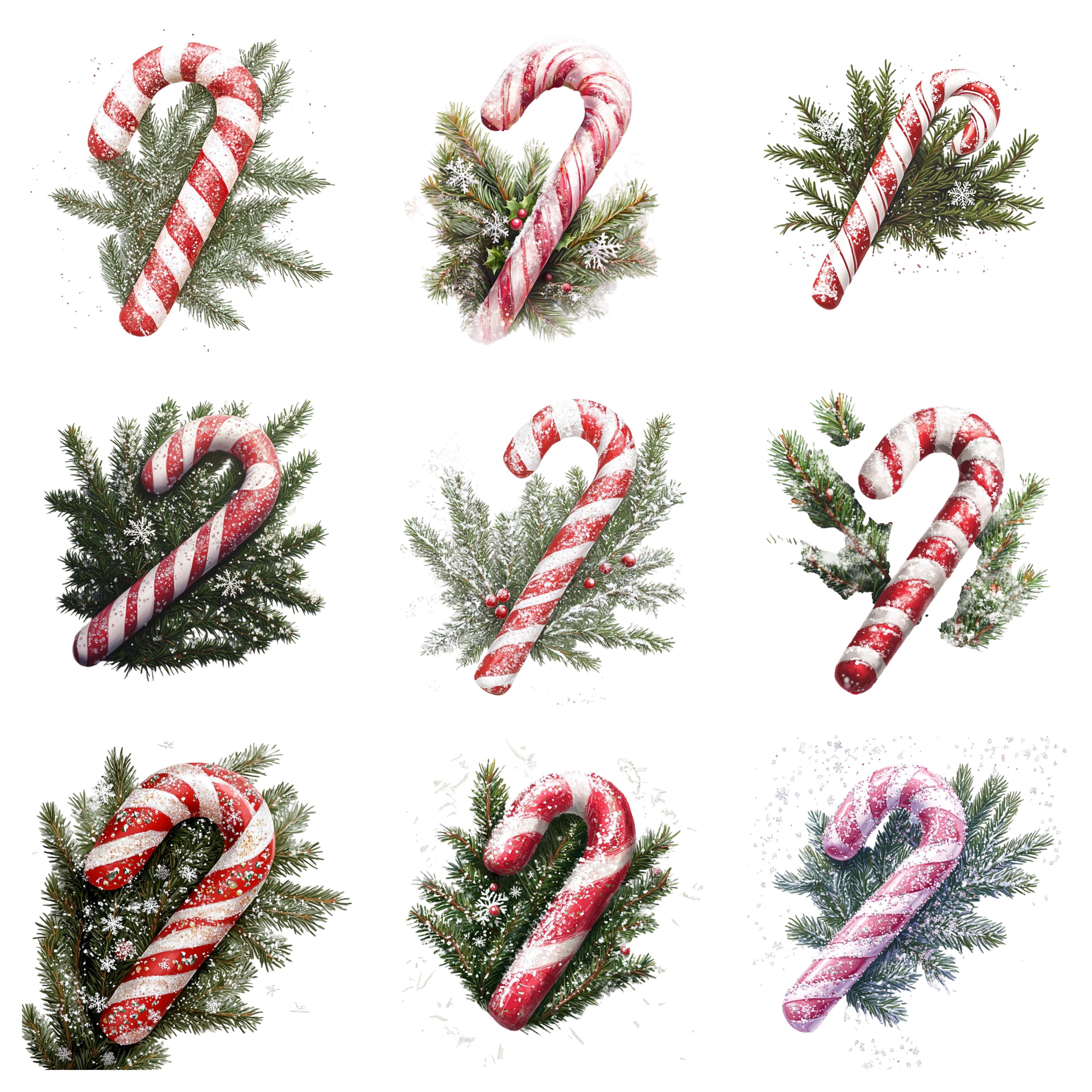 37 Christmas Candy Canes Clipart, Christmas Clipart, PNG Individual ...