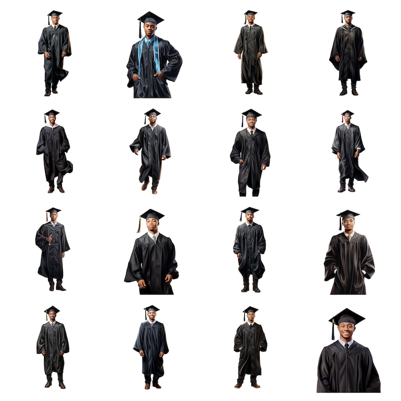 47 Black Man Graduation Clipart, Man of Color, PNG Individual Images on ...