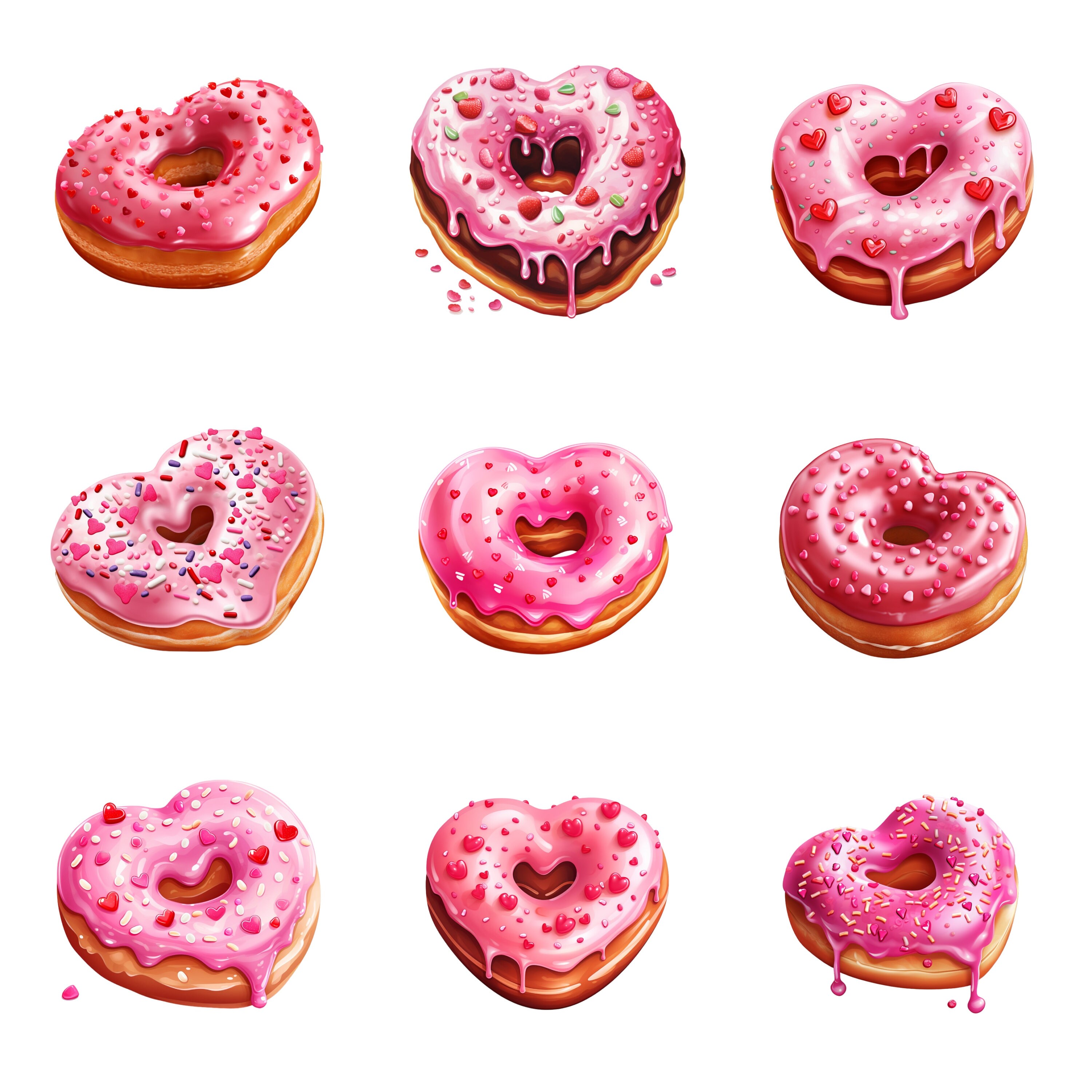 Heart-shaped Donuts Clipart Dessert PNG Digital Files on - Etsy