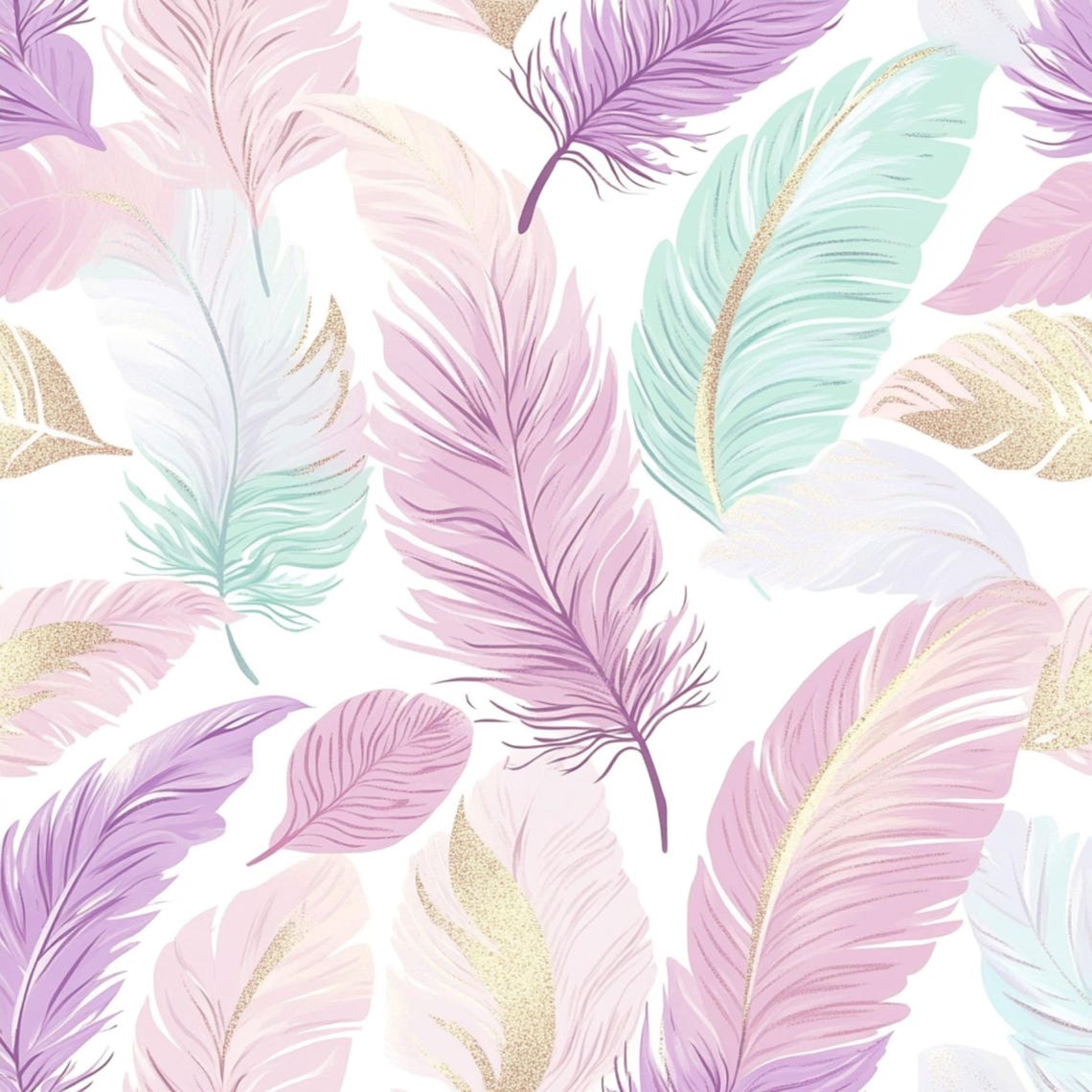 Pastel Feather Digital Paper – 18 Soft Boho Backgrounds With Glitter ...