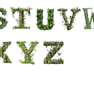 Watercolor Forest Alphabet Clipart, PNG Individual Images on ...