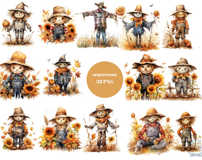 Horrifying Scarecrow Clipart Bundle: Halloween Art (digital Download ...