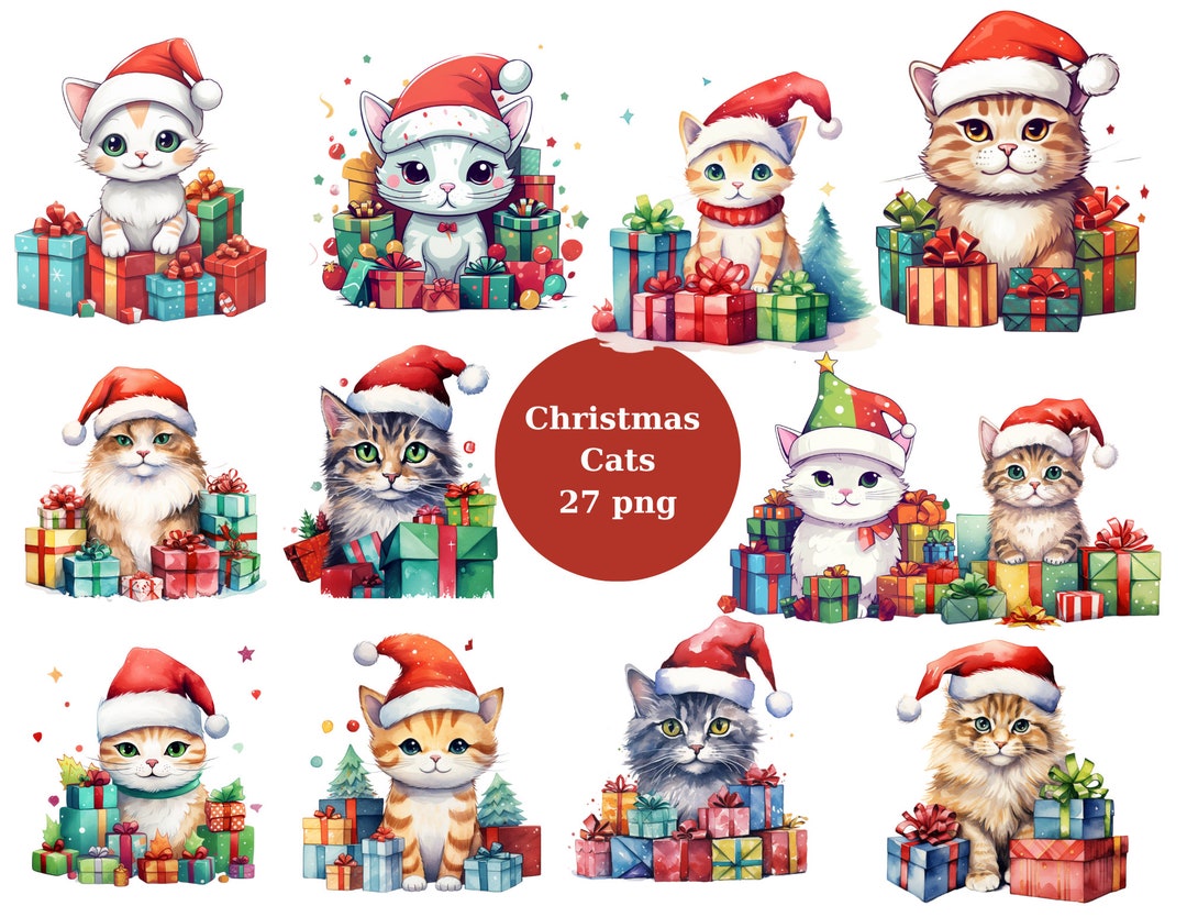 Clipart Christmas Cats, Christmas, Download for Commercial Use, High ...