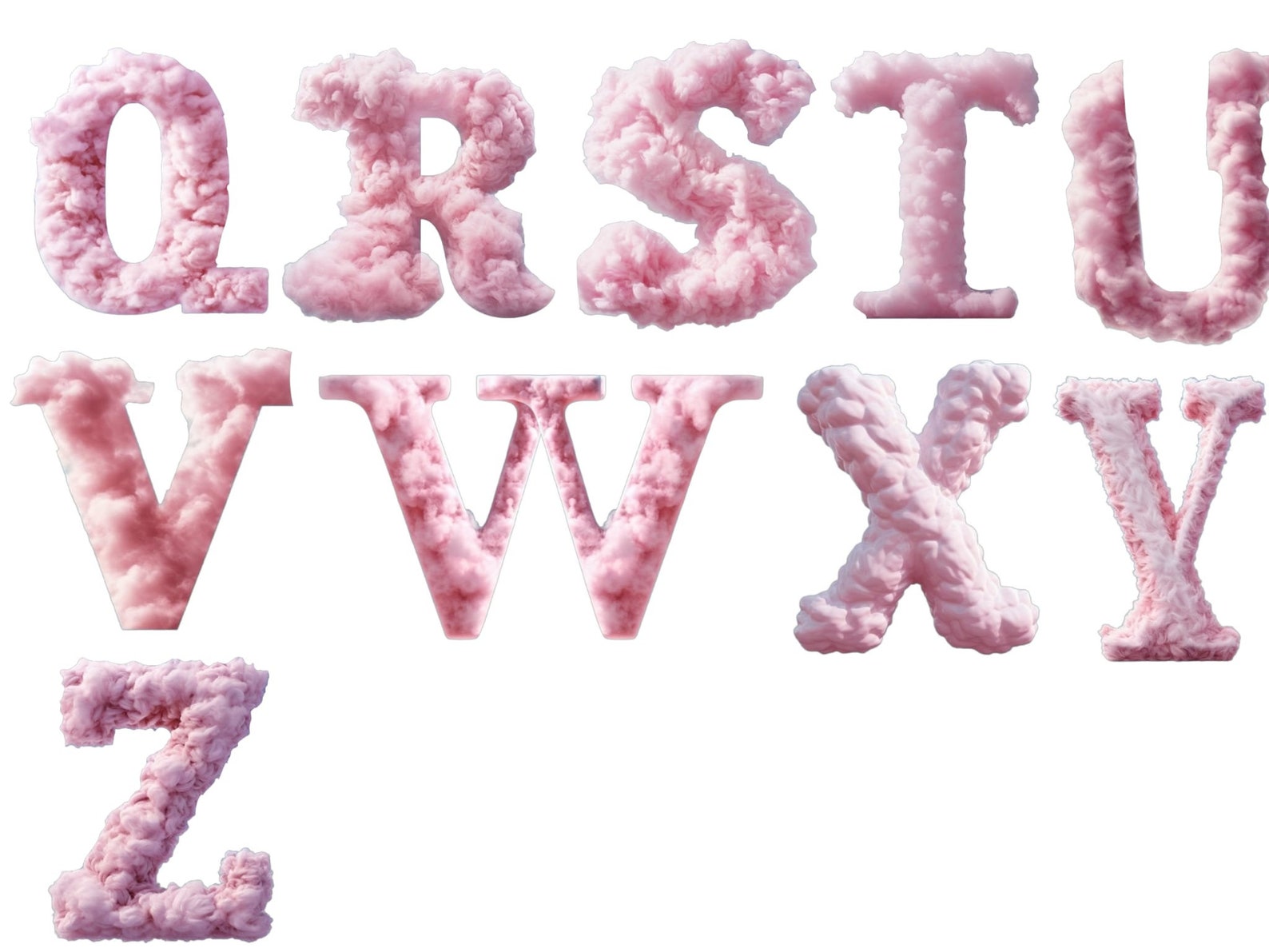PINK CLOUDS Alphabet Clipart CLOUDS Alphabet Transparent - Etsy