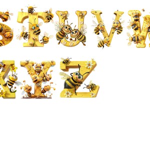 Watercolor Cute Bee Alphabet Clipart, PNG Individual Images on ...