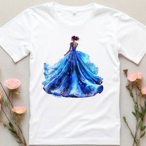 Watercolor 36 Girls in Blue Ballroom Dress Clipart, PNG Individual ...