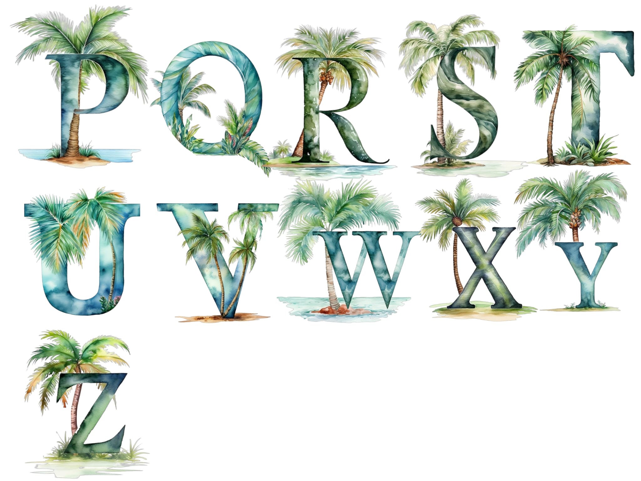 Palm Alphabet Letters Png Alphabet Png Instant Download for - Etsy