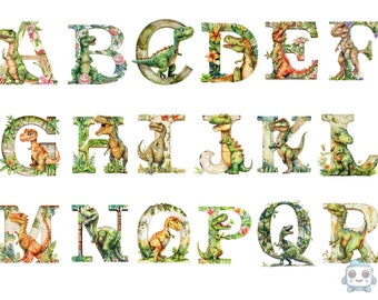 Dinosaur Alphabet Clipart Bundle, Alphabet Clipart, Letters Clipart ...
