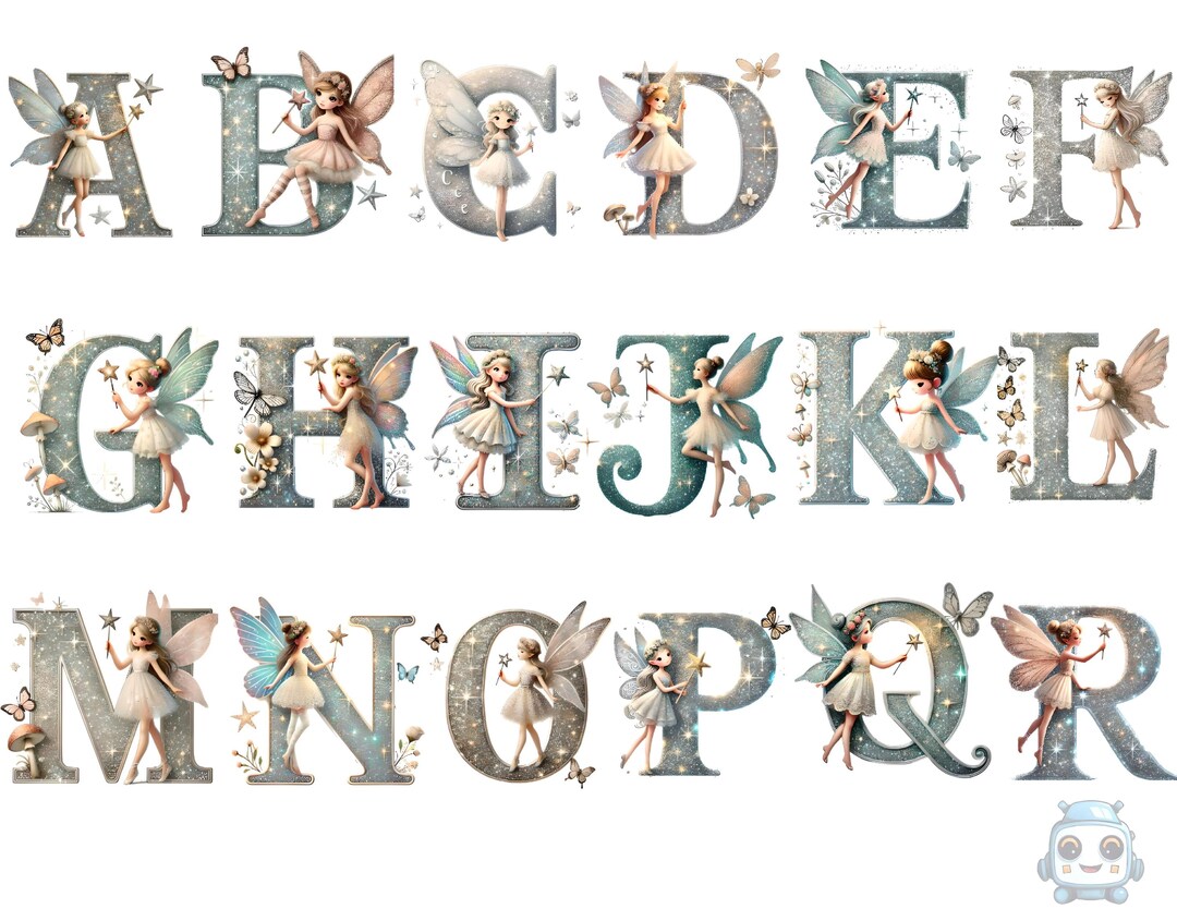 Fairy Glitter Alphabet Clipart, Fantasy Clipart, Alphabets, PNG ...