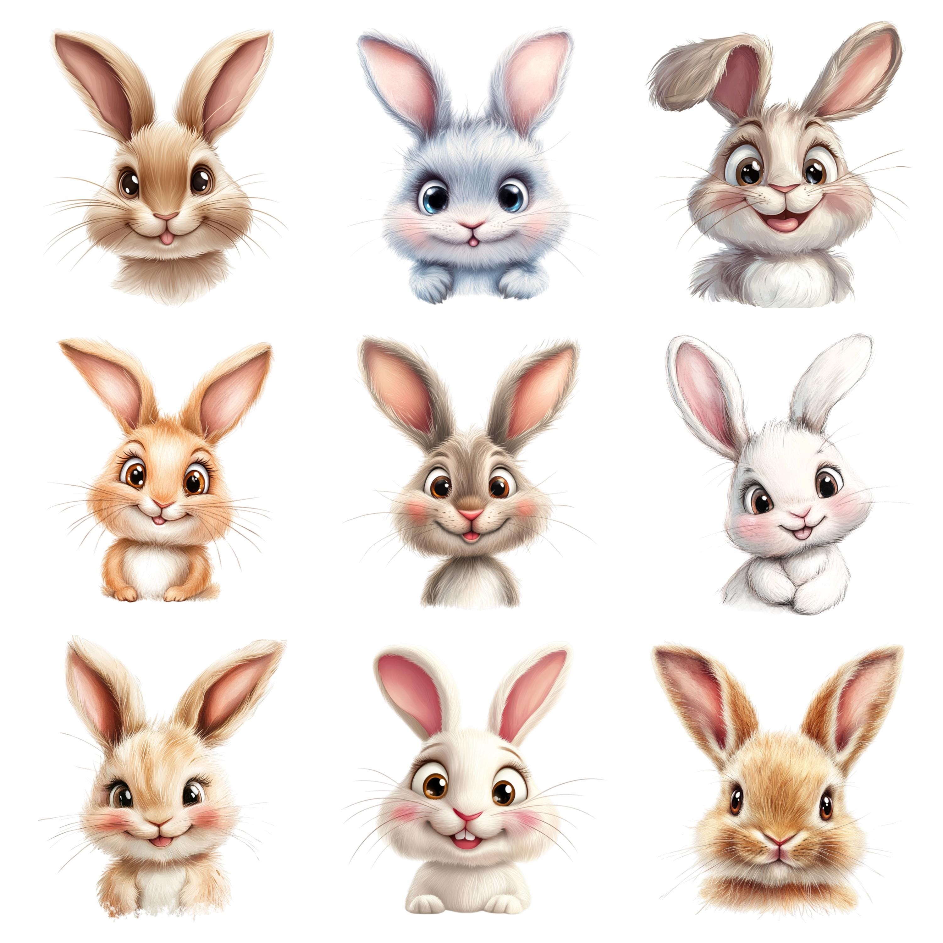 Bunny Clipart Bundle, Cute Rabbit PNG, Digital Easter Bunny, Farm ...