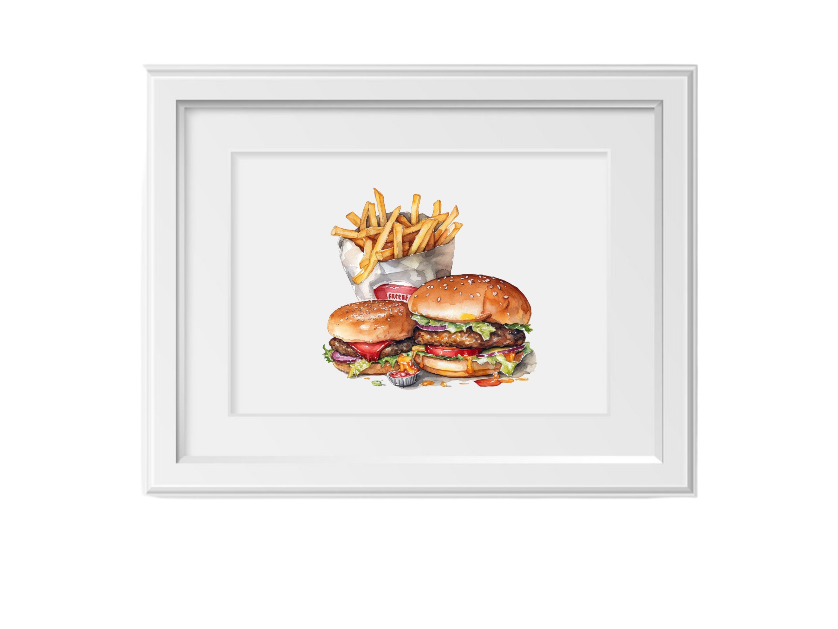 Watercolor Fast Food Clipart PNG Digital Images Transparent - Etsy