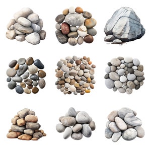 Stones Clipart, PNG Digital Files on Transparent Background ...