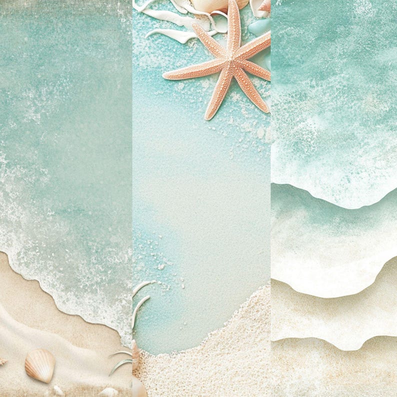 Beach Sand Digital Paper – 18 Ocean & Shoreline Backgrounds With ...