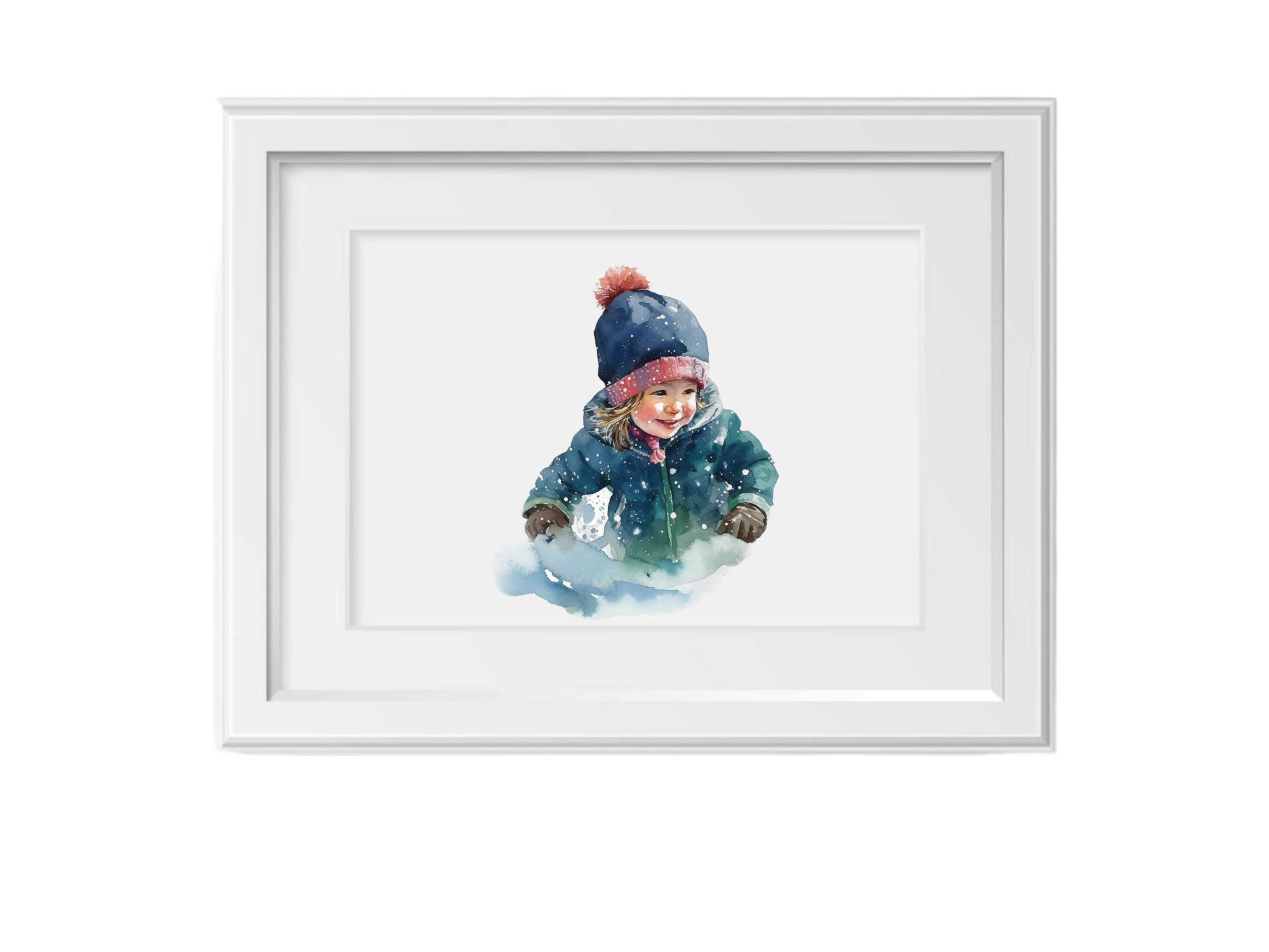 Watercolor Children Playing in Snow, PNG Digital Files on a Transparent ...