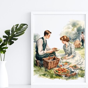 21 Victorian Family Picnics Watercolor Clipart, Victorian Clipart, PNG ...