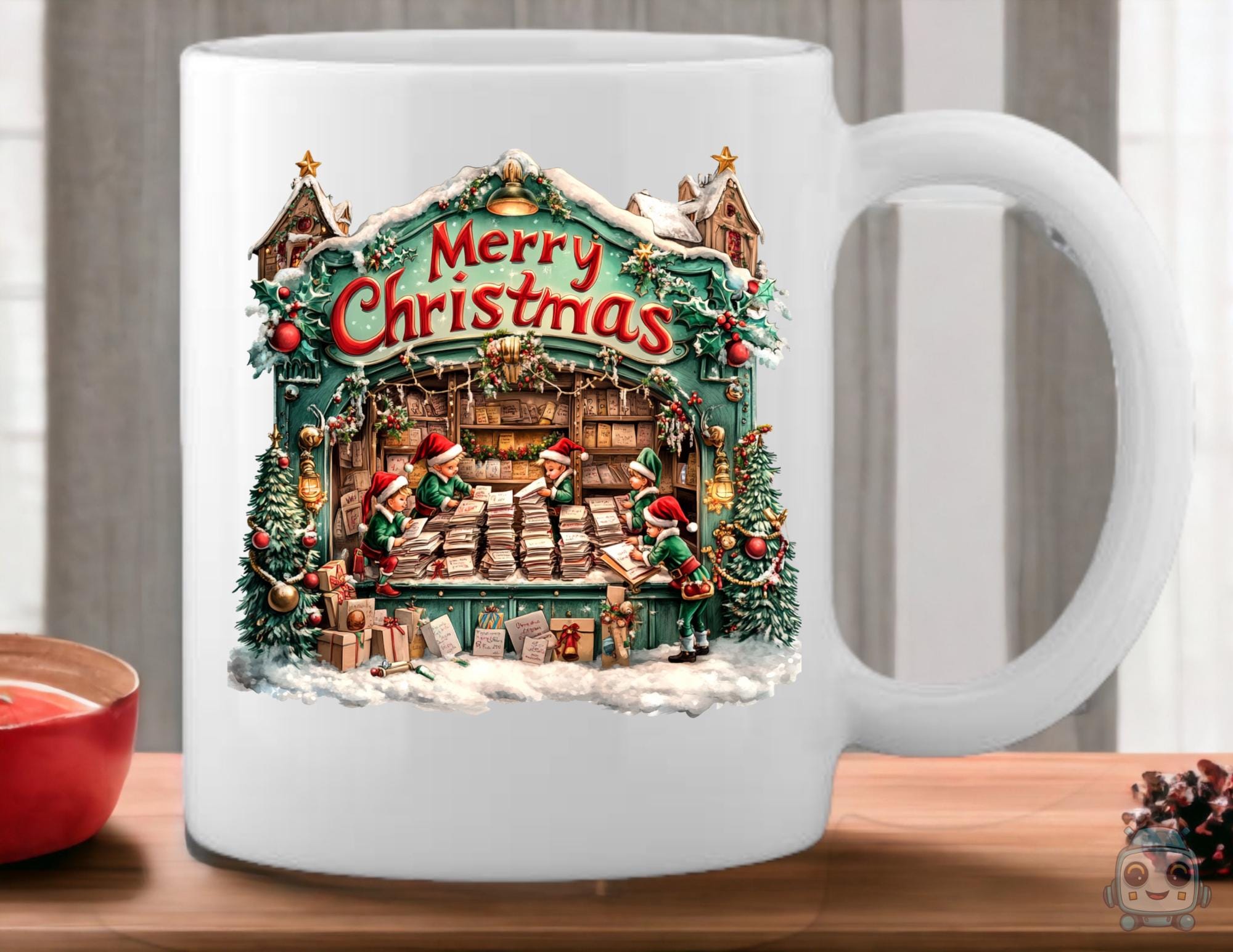 27 Santa's Mailroom With Merry Christmas Sign Watercolor Clipart ...