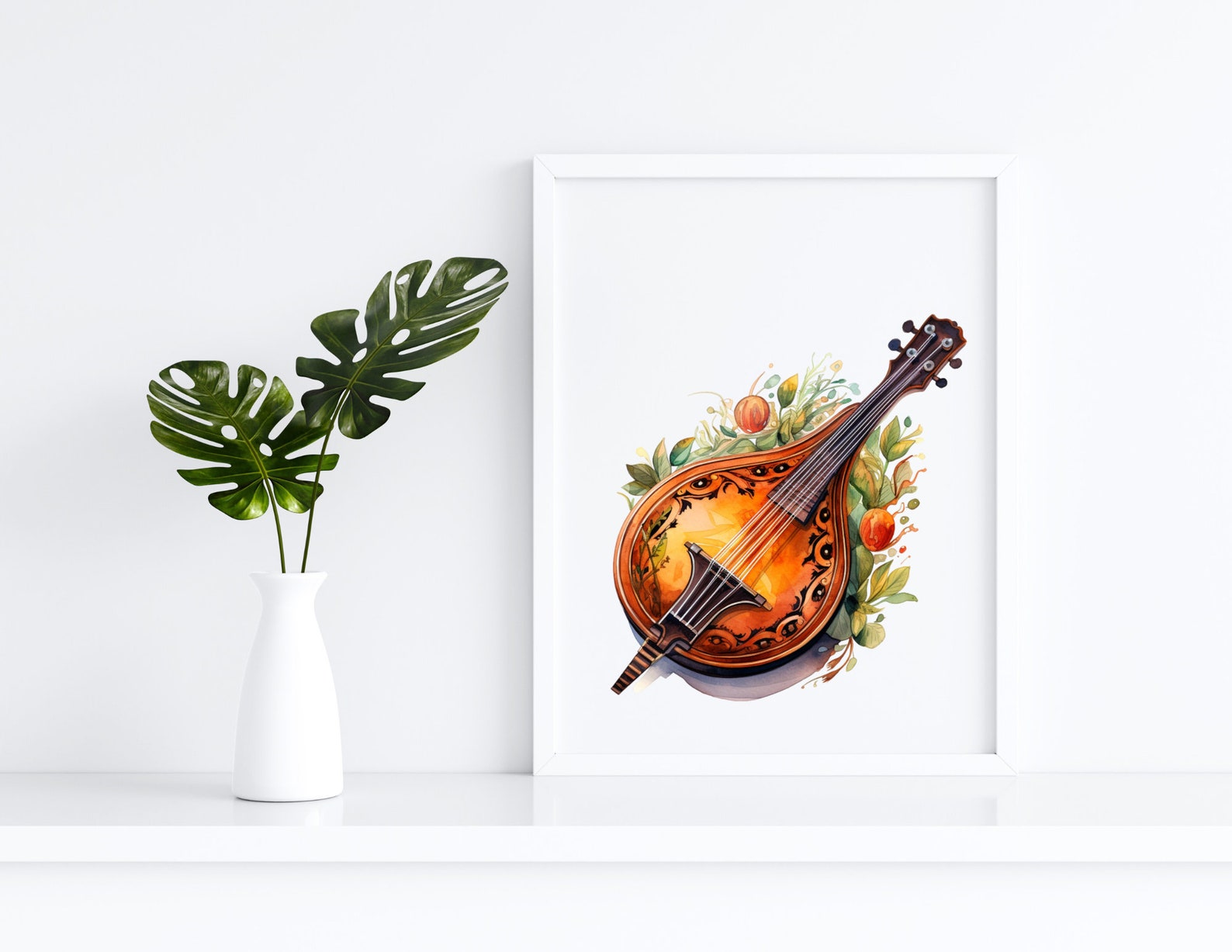 Watercolor Mandolins Clipart, PNG Digital Files on Transparent ...
